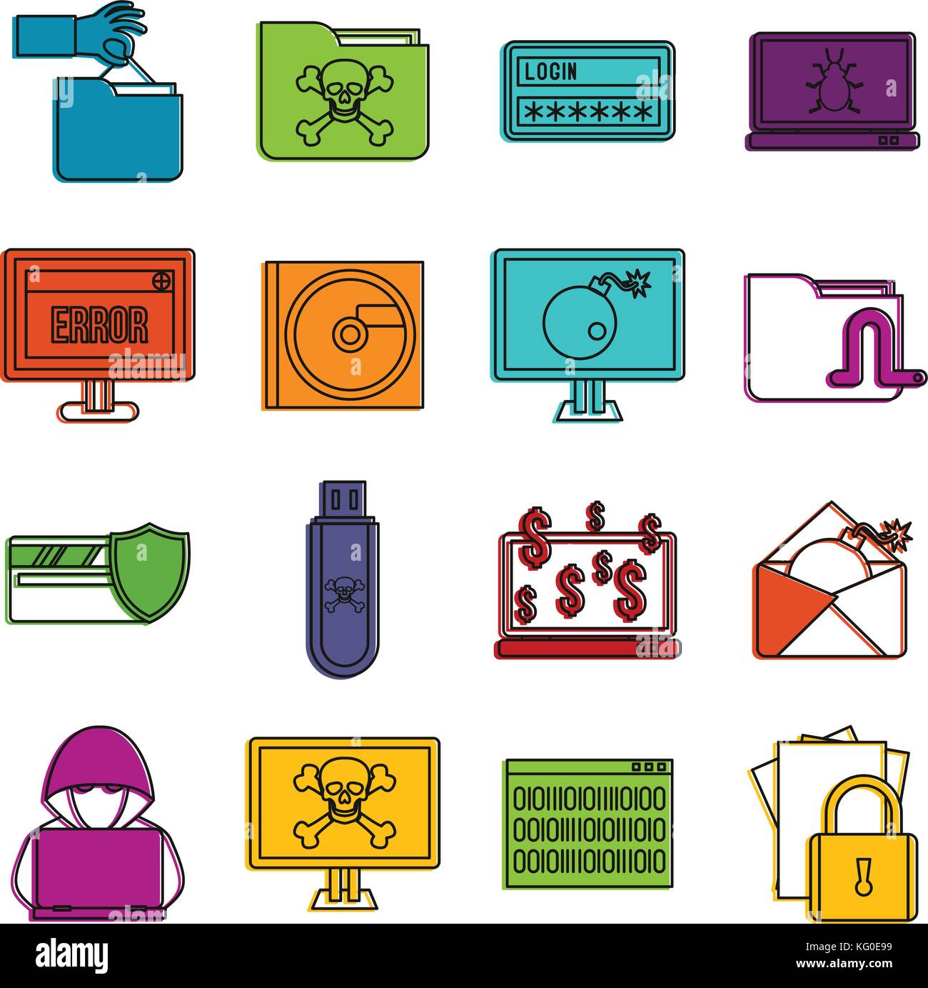 Criminal activity icons doodle set Stock Vector Image & Art - Alamy