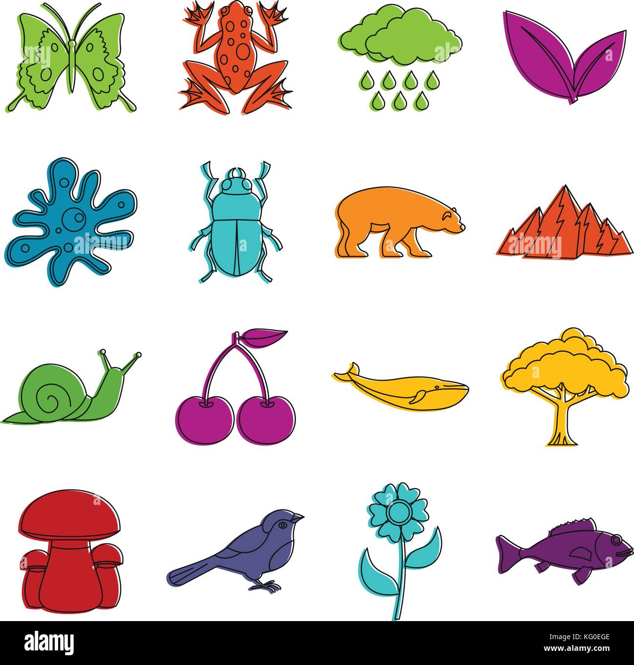 Nature items icons doodle set Stock Vector Image & Art - Alamy