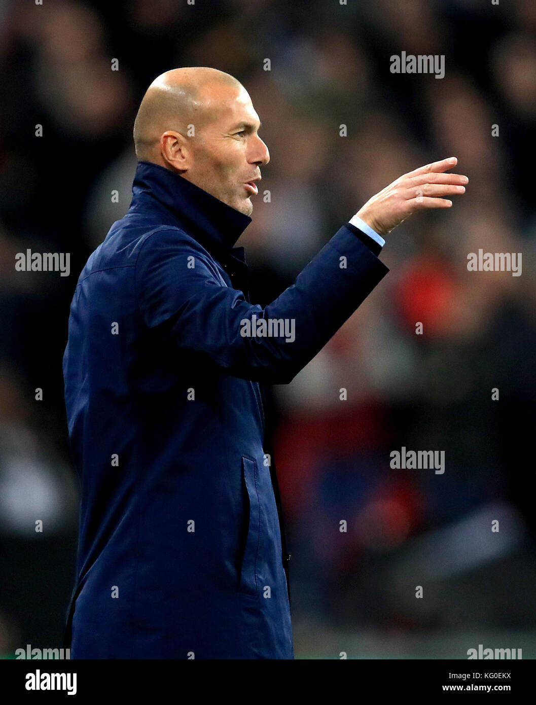 Real Madrid manager Zinedine Zidane gestures on the touchline during ...