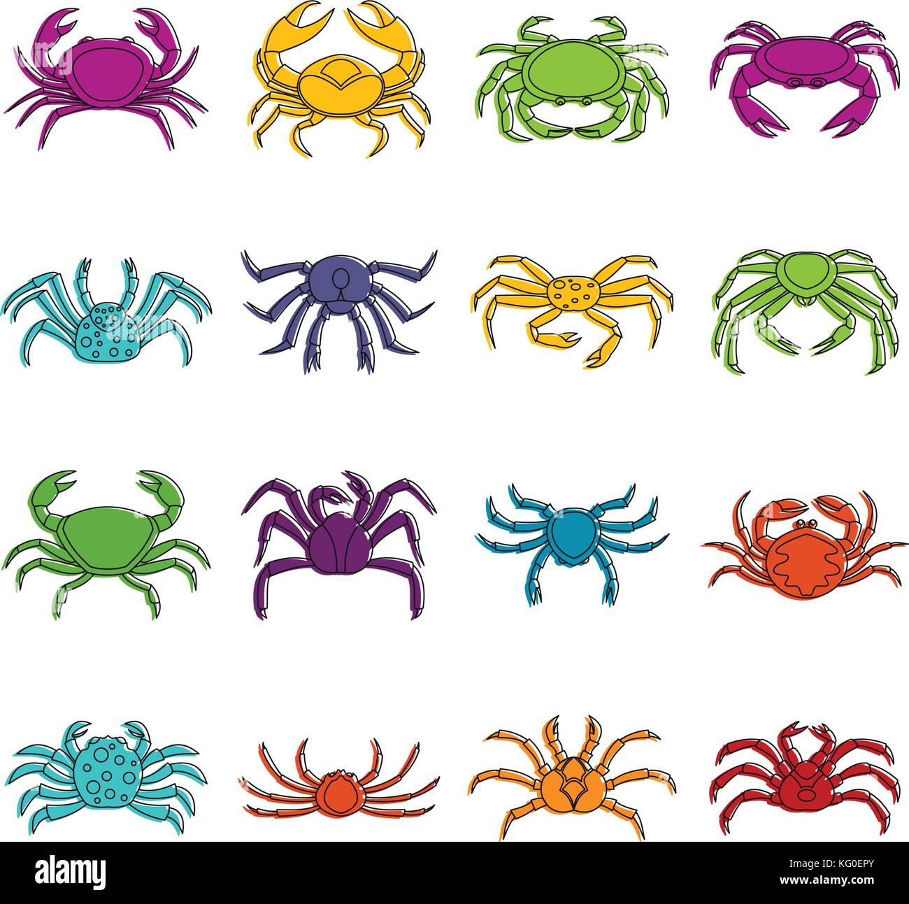Various crab icons doodle set Stock Vector Image & Art - Alamy
