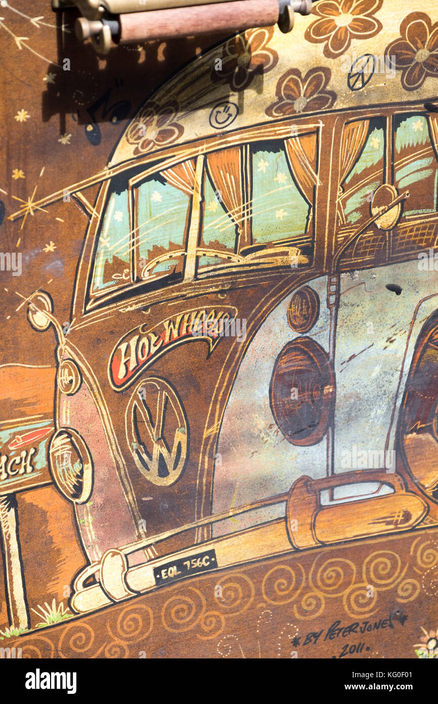 Vintage Steampunk converted Volkswagen Campervan at Whitby Stock Photo ...