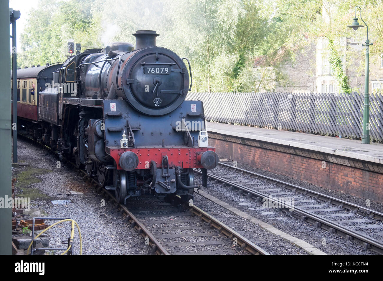 Steam Engine 76079 pulls passenger service on the North Yorkshire Moors ...