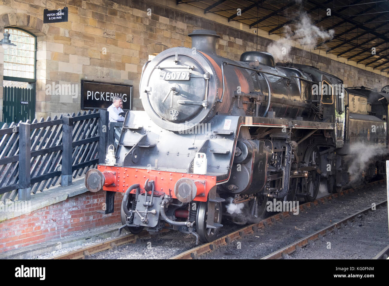Steam Engine 76079 pulls passenger service on the North Yorkshire Moors ...