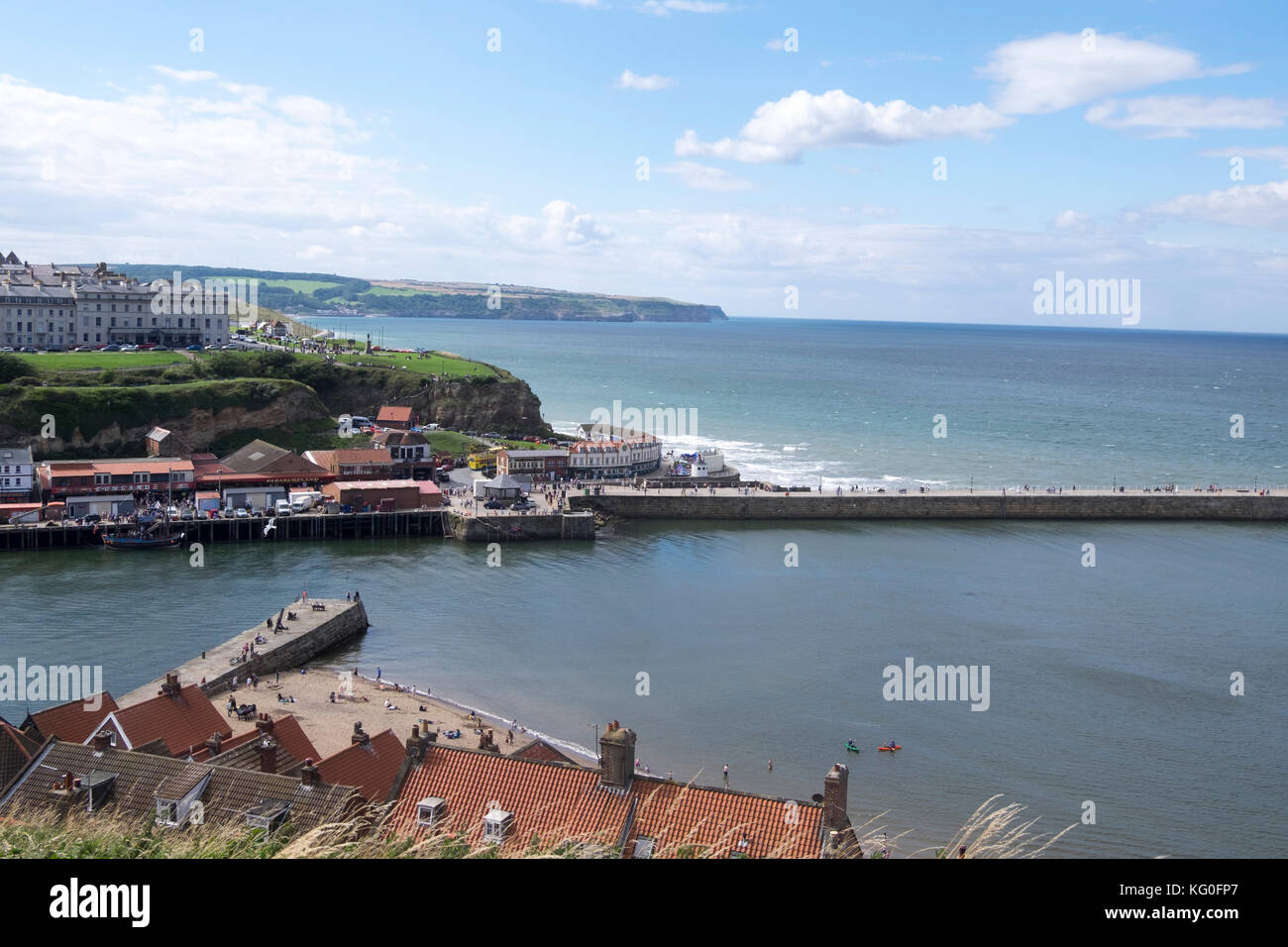 Whitby Pier and harbour on a sunny day Stock Photo - Alamy
