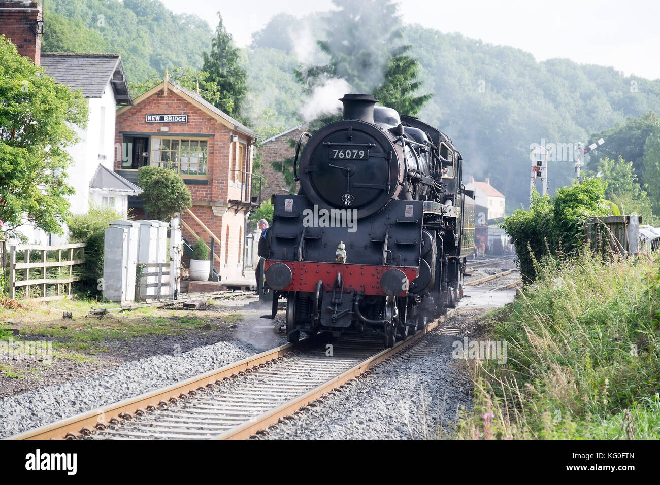Steam Engine 76079 pulls passenger service on the North Yorkshire Moors ...