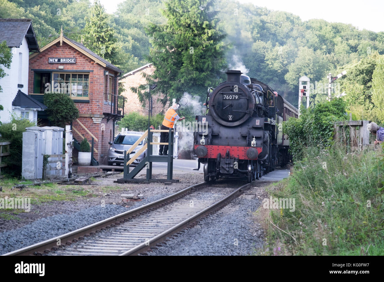Steam Engine 76079 pulls passenger service on the North Yorkshire Moors ...