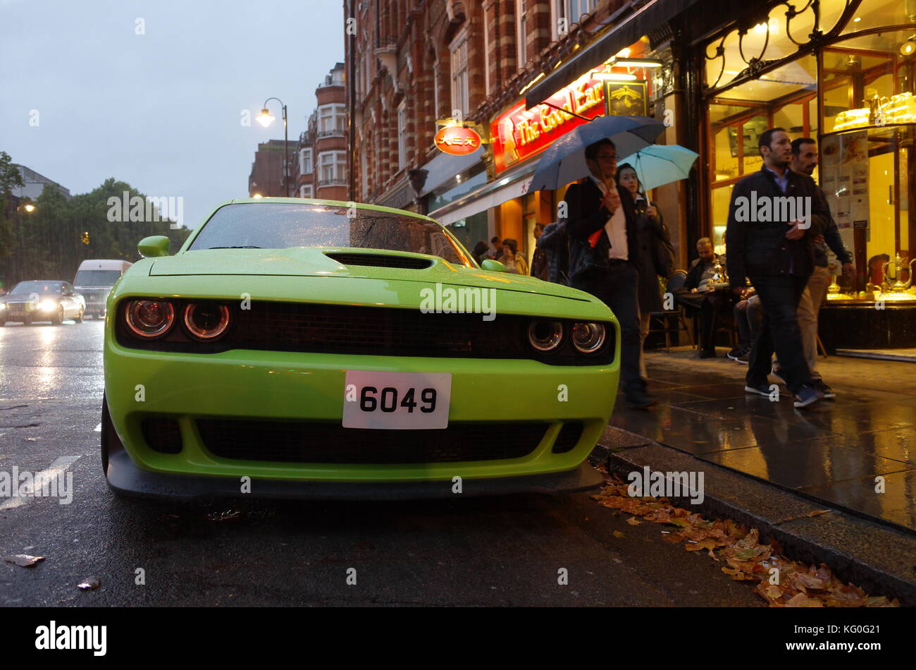 Mustang muscle car parked in Kensington, London, England Stock Photo ...
