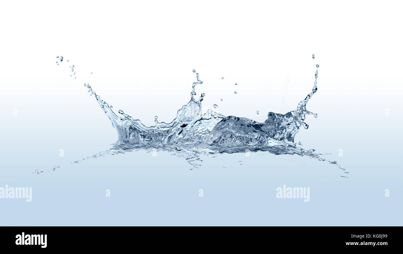 Abstract blue splashing water isolated on white background with ...