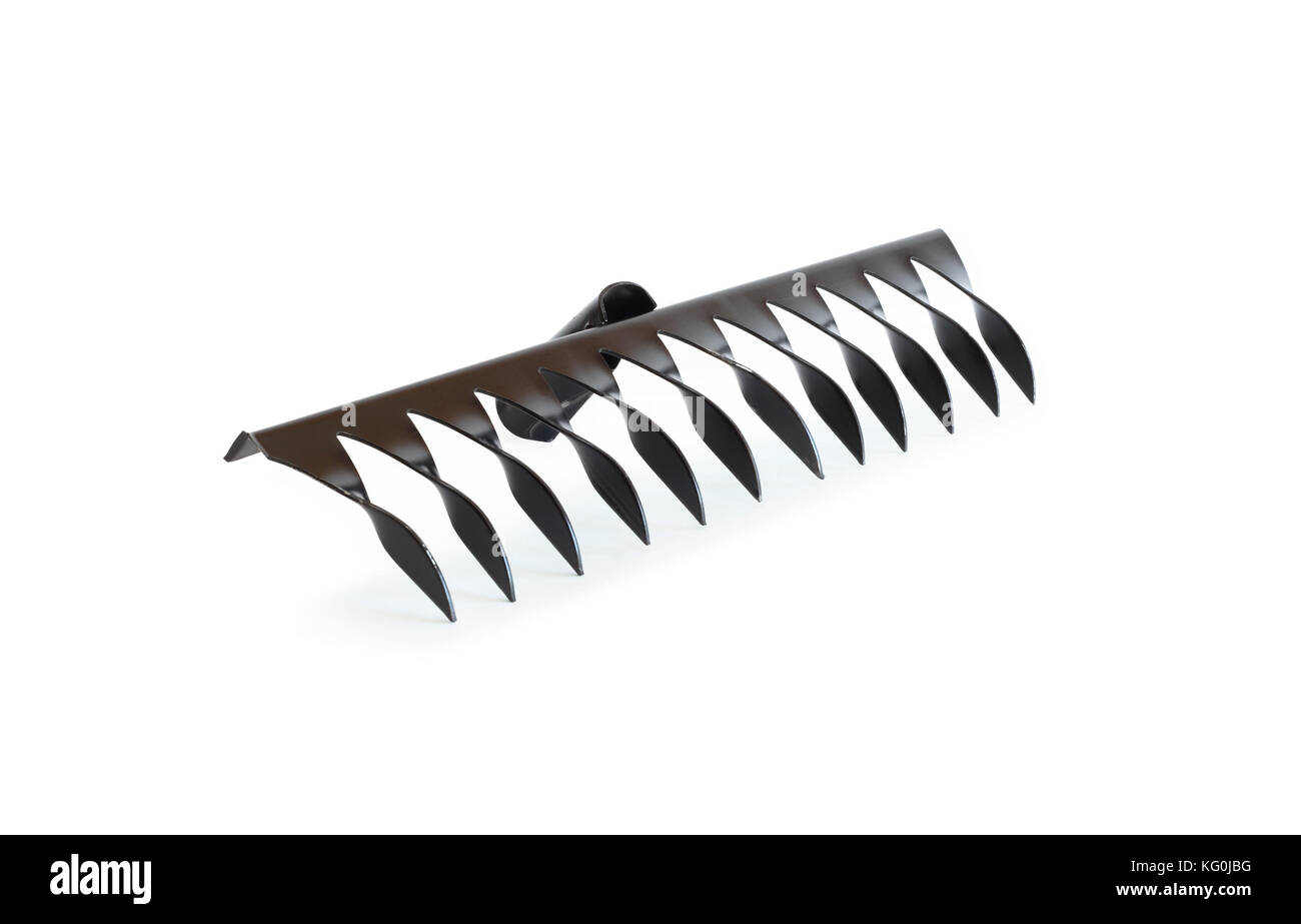 Black metal rake isolated on white background with clipping path Stock ...
