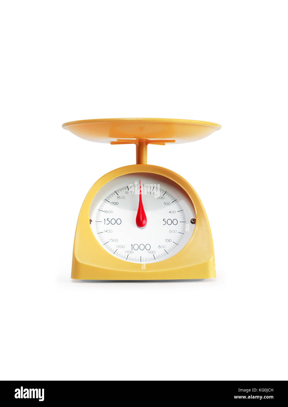 Modern yellow kitchen scale isolated on white background with clipping ...