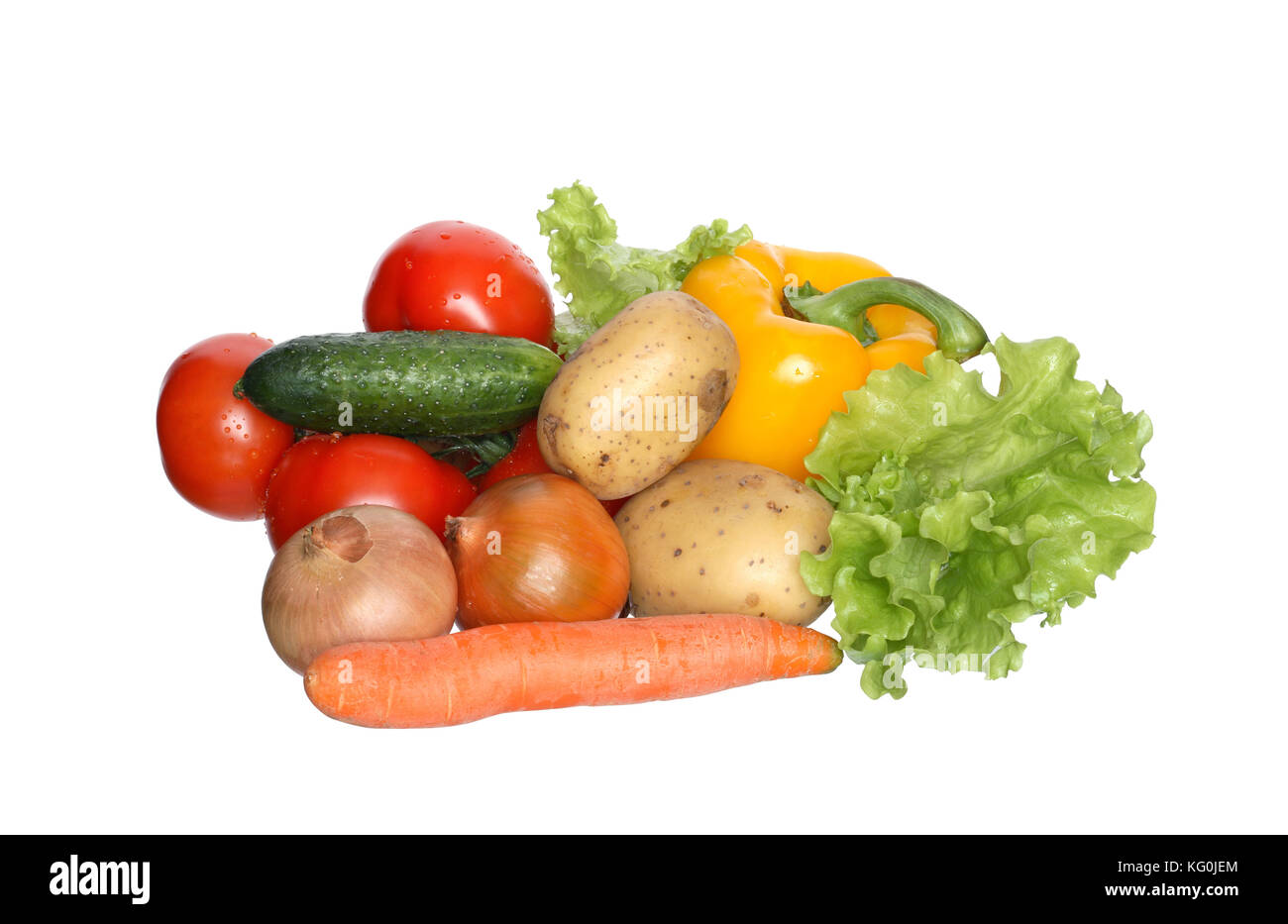 Fresh raw vegetables isolated on white background with clipping path ...