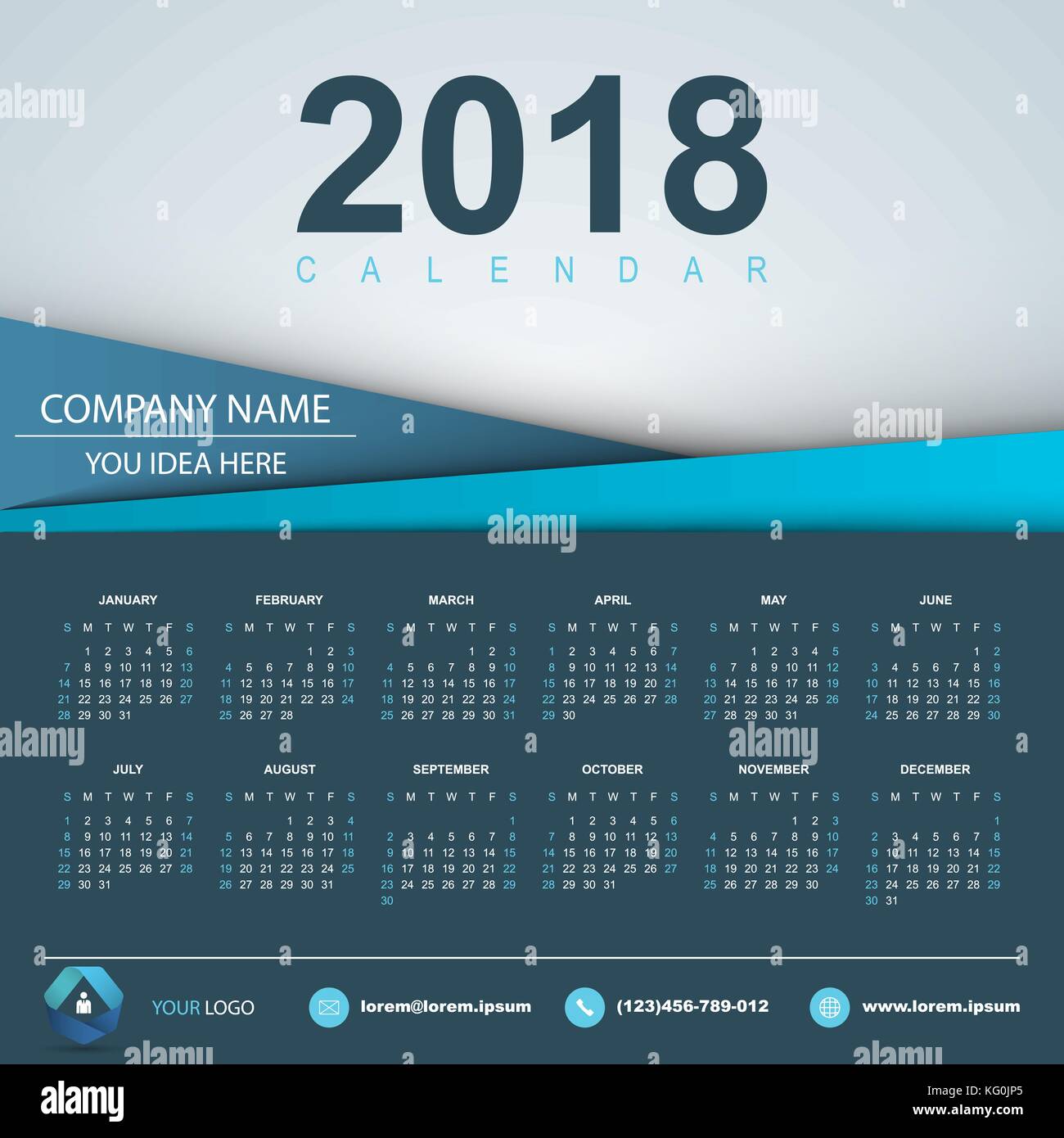 Calendar for 2018 year Stock Vector Image & Art - Alamy
