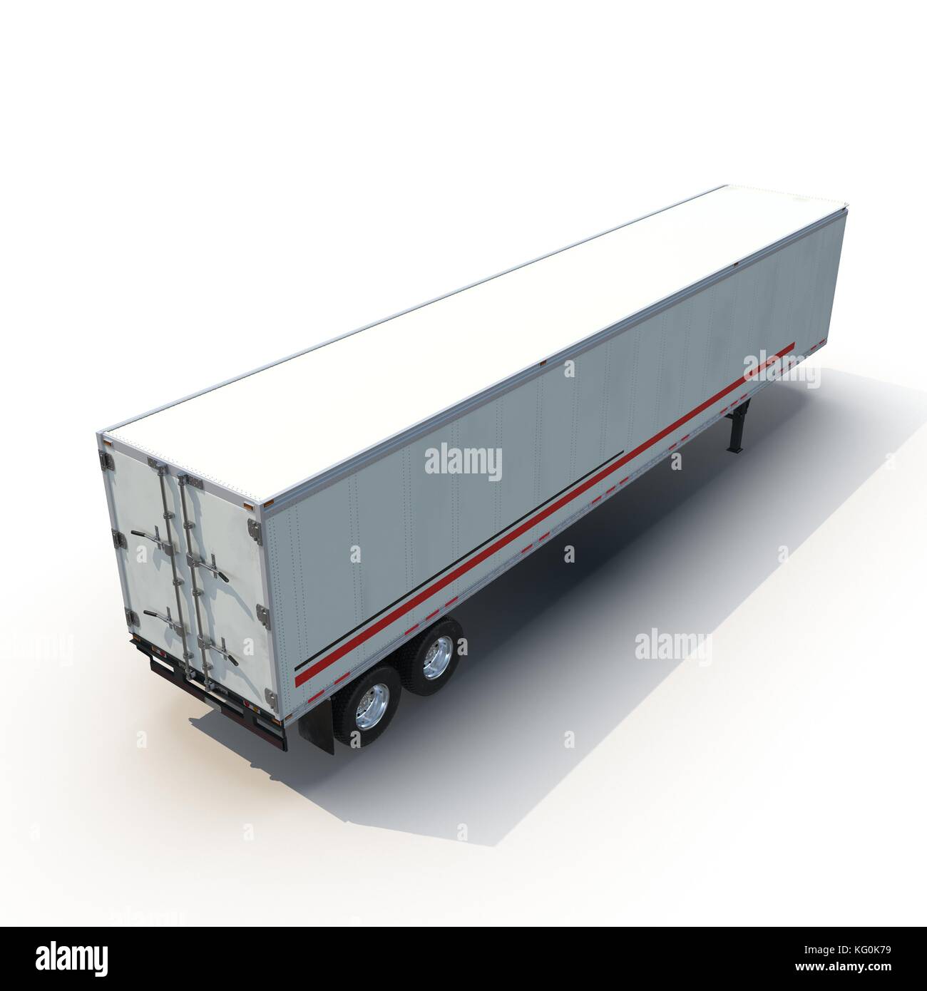Blank white parked semi trailer, isolated on white 3D Illustration ...