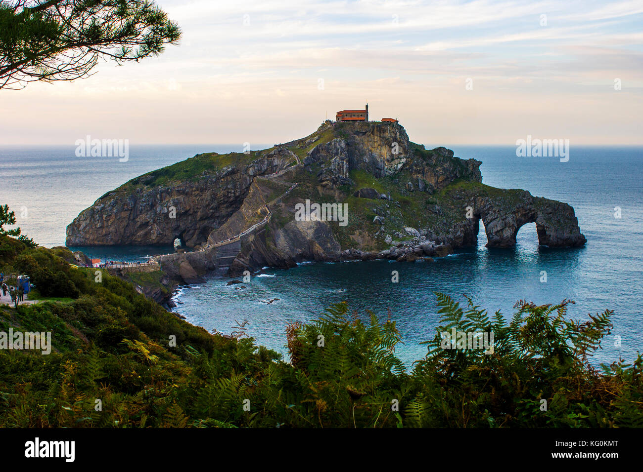 Sunset at San Juan de Gaztelugatxe, a famous peninsula in the coast of ...