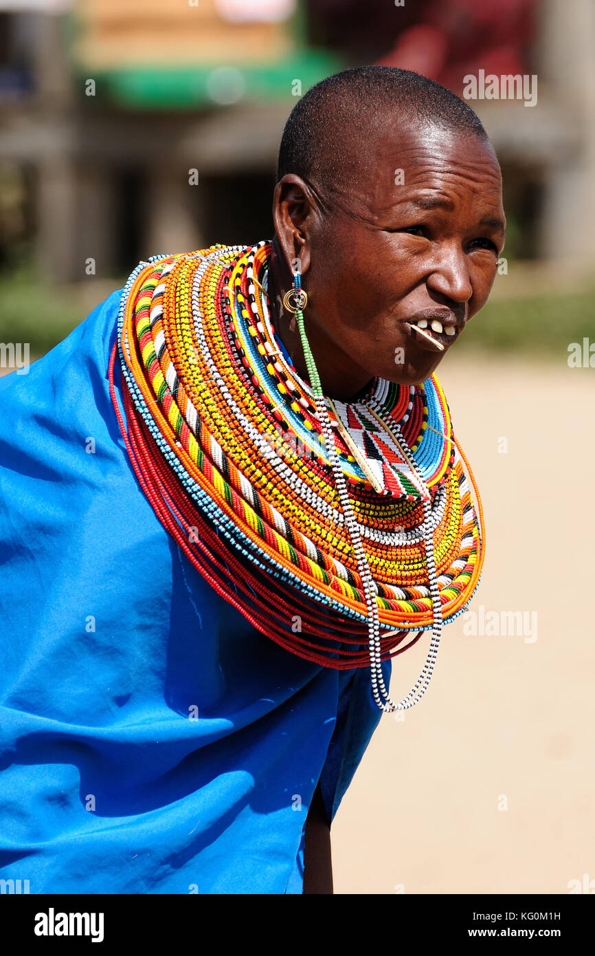 MARALAL, KENYA - JULY 03: African woman from the Samburu tribe on the ...