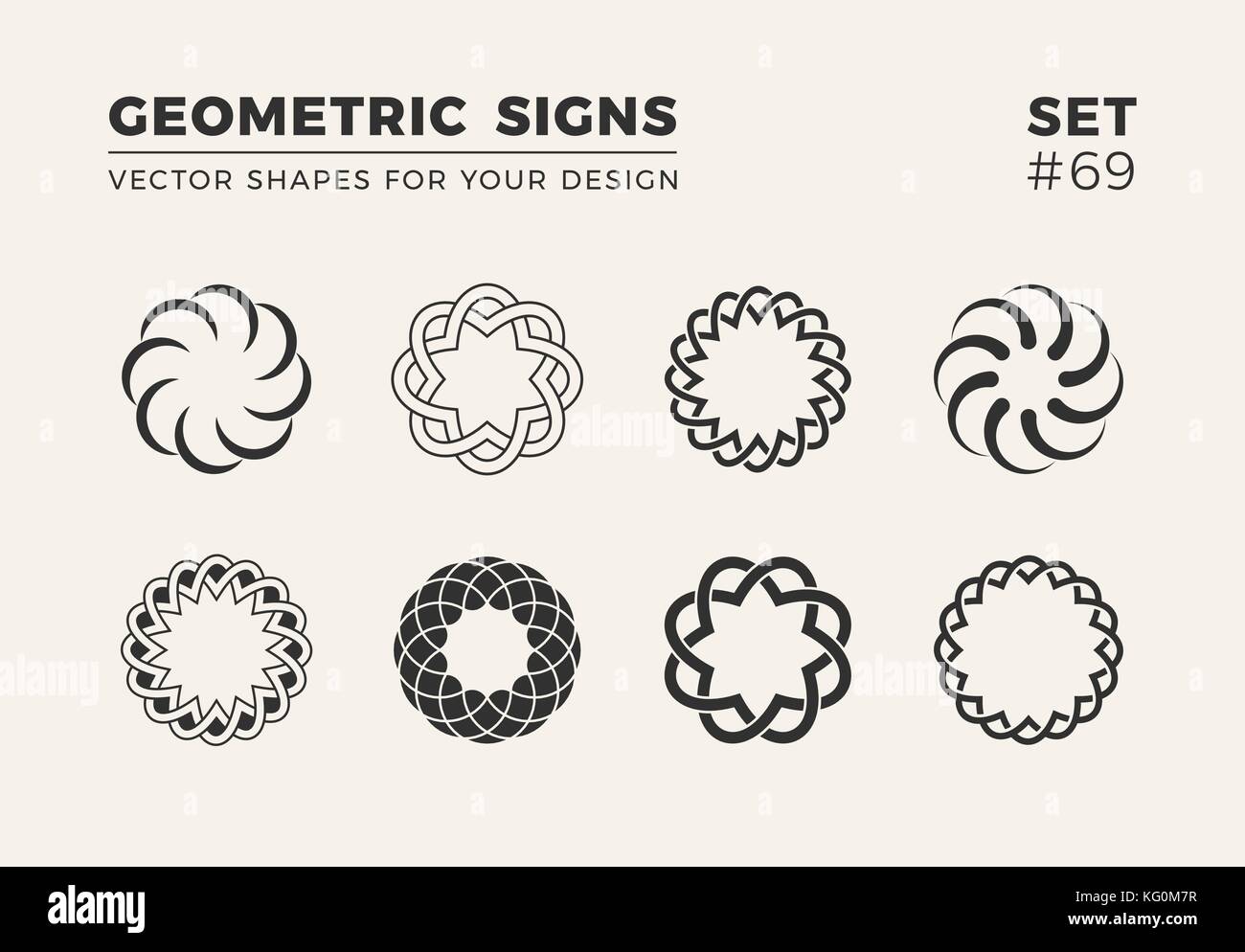 Set of eight minimalistic trendy shapes. Stylish vector logo emblems ...
