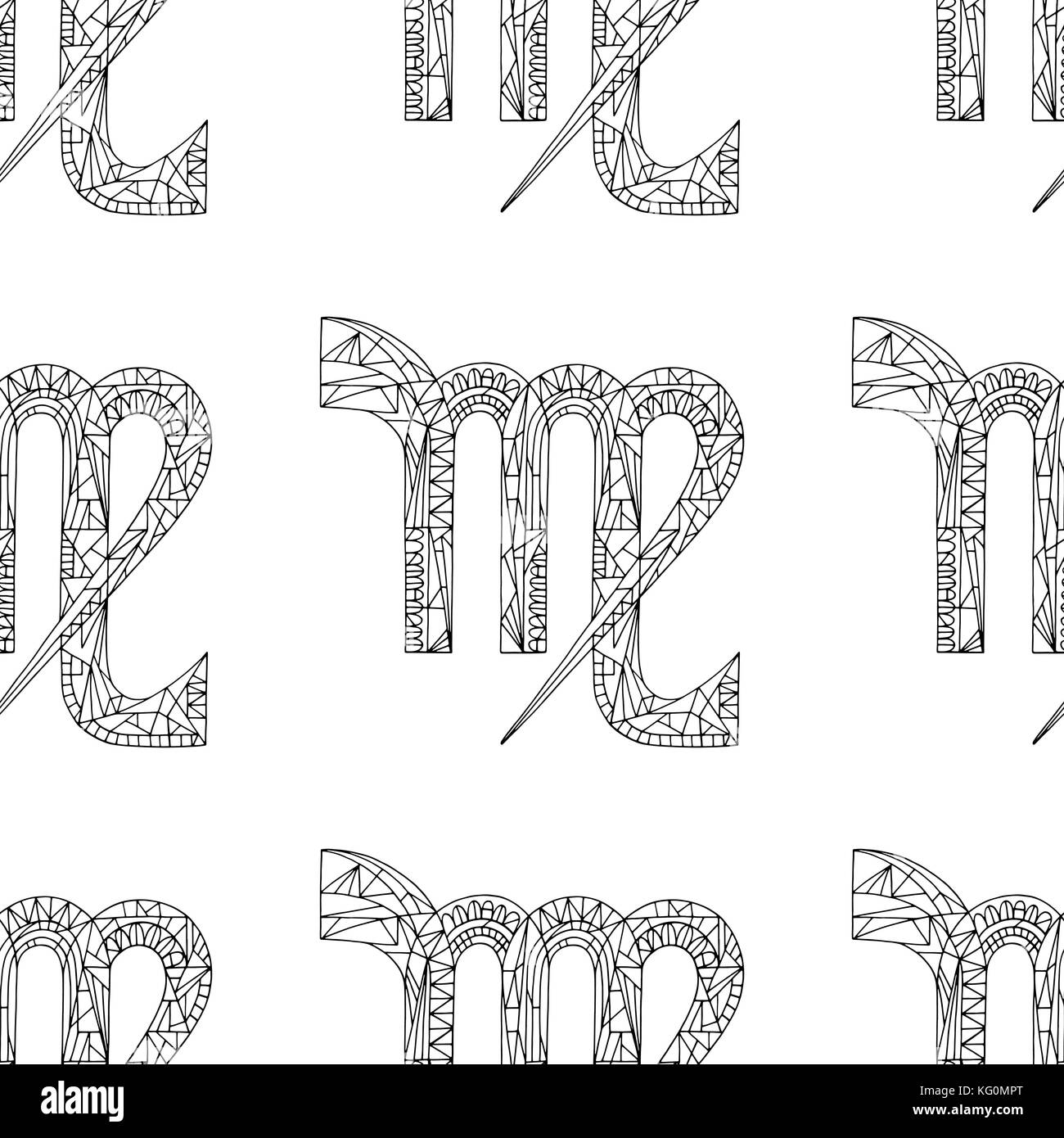 Virgo zodiac sign. Vector hand drawn horoscope pattern. Astrological ...