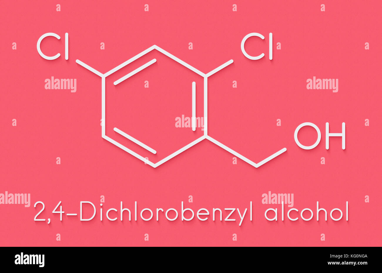 2,4-dichlorobenzyl alcohol antiseptic drug molecule. Used in lozenges ...