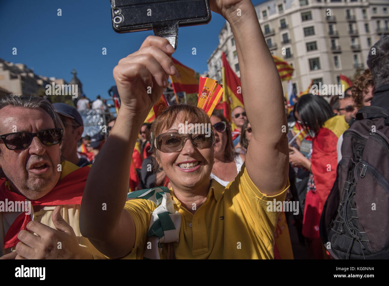 protesting people in Barcelona, Spanish, Espana, Spain, Catalonia Stock ...