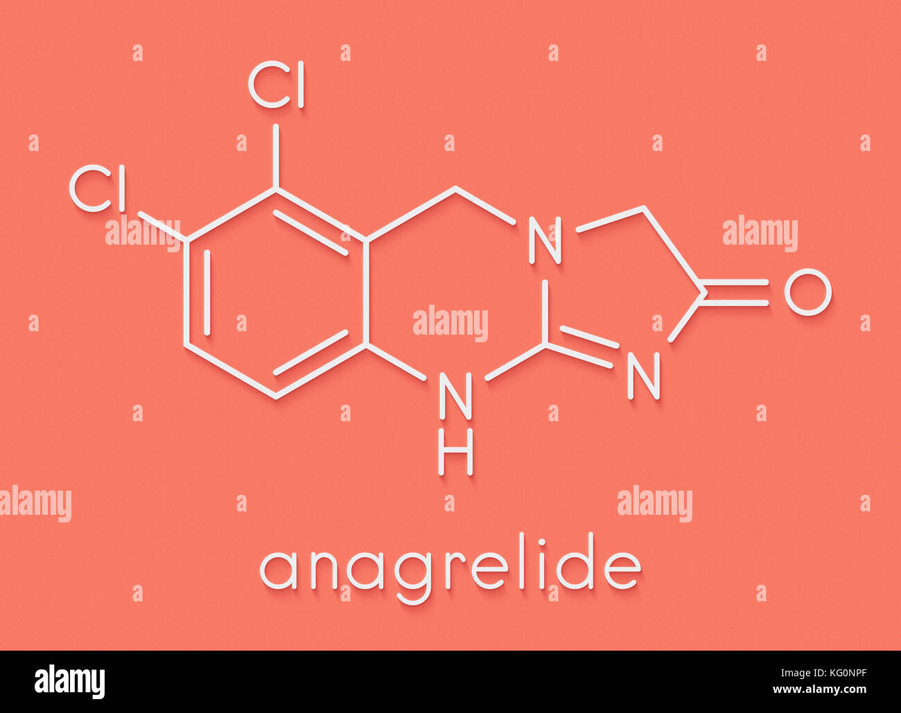 Anagrelide essential thrombocytosis drug molecule. Skeletal formula ...