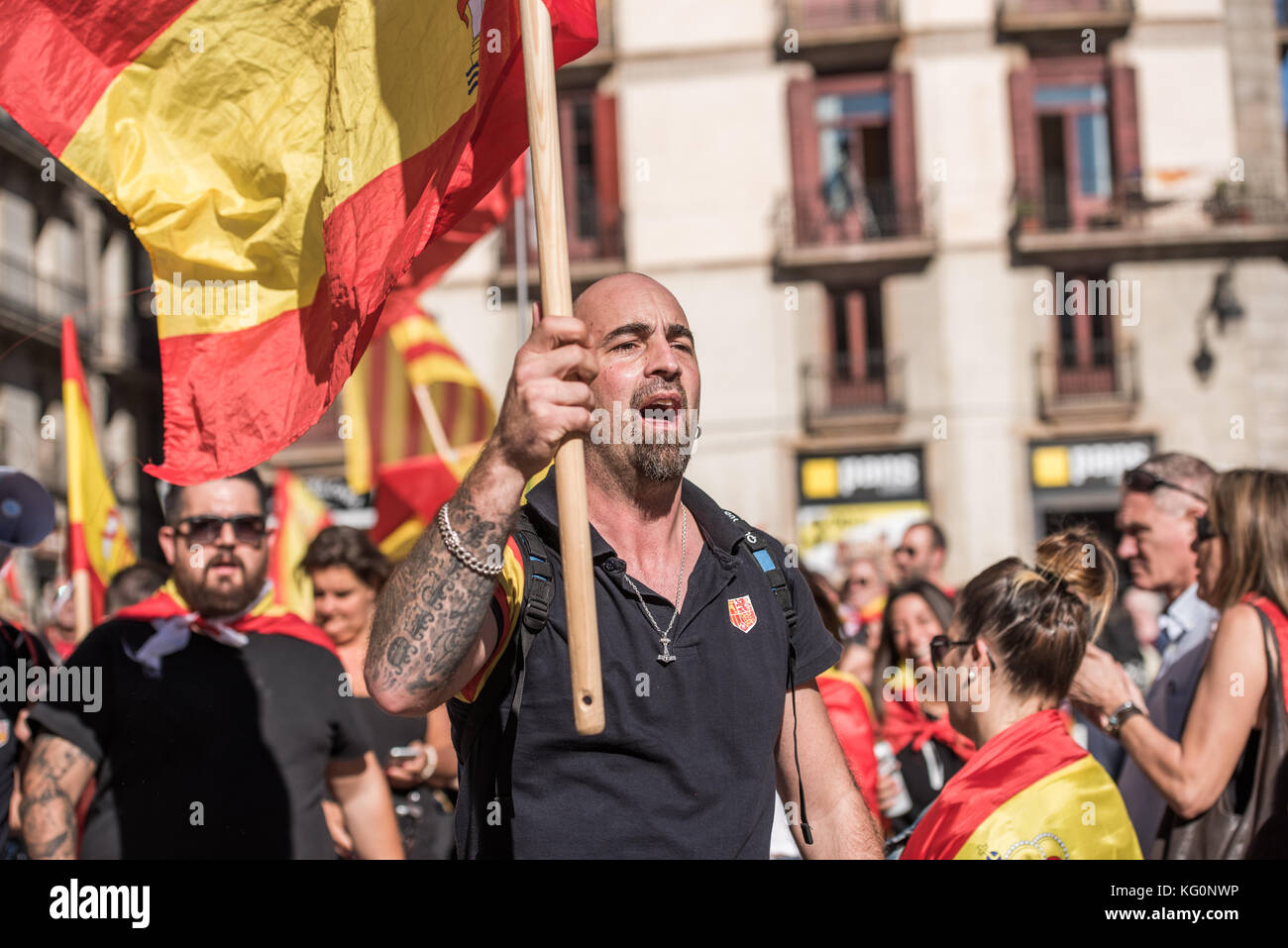 protesting people in Barcelona, Spanish, Espana, Spain, Catalonia Stock ...