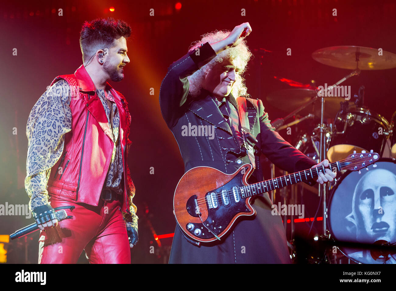 Adam Lambert, Brian May Stock Photo - Alamy