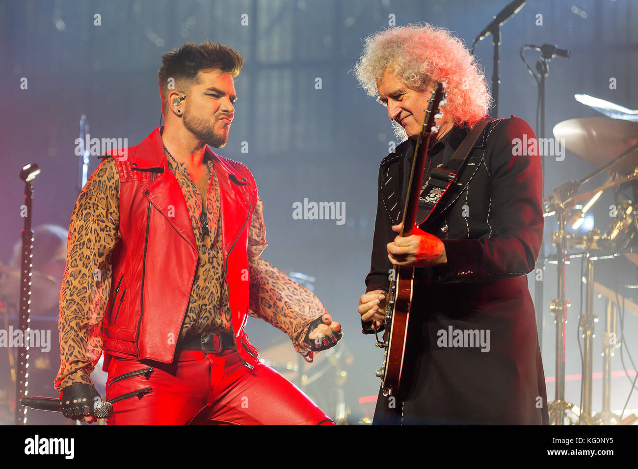 Adam Lambert, Brian May Stock Photo - Alamy
