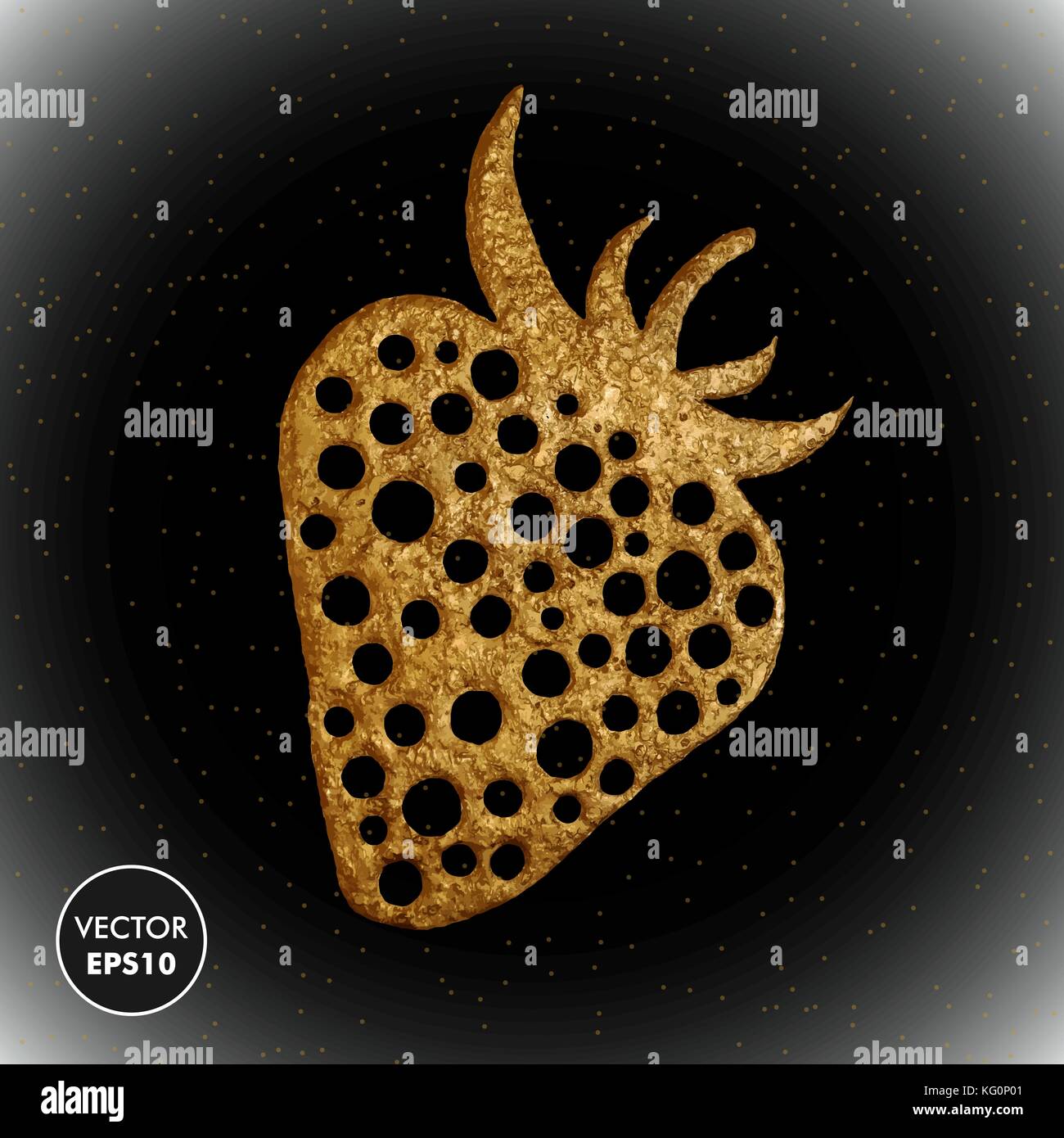 Gold strawberry vector illustration. Stylized golden berry background ...