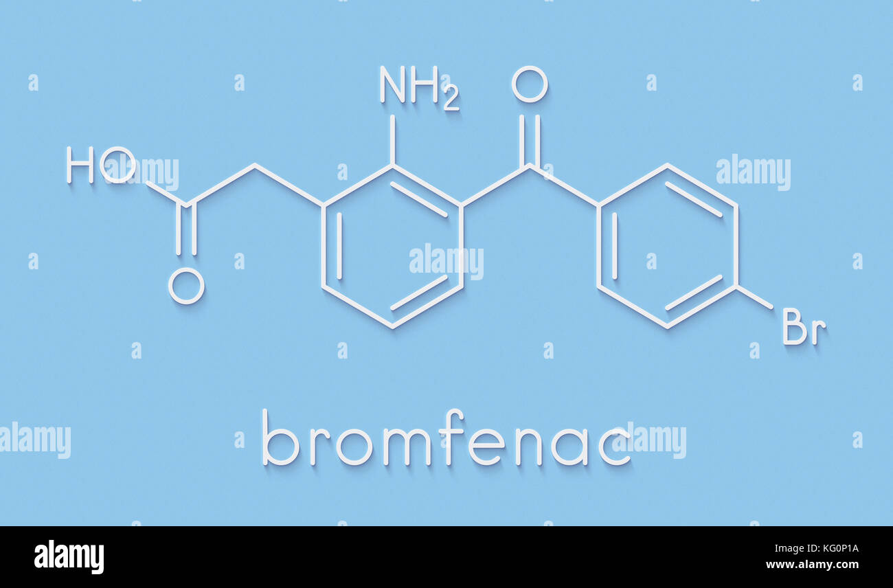 Bromfenac NSAID eye drop drug molecule. Skeletal formula Stock Photo ...