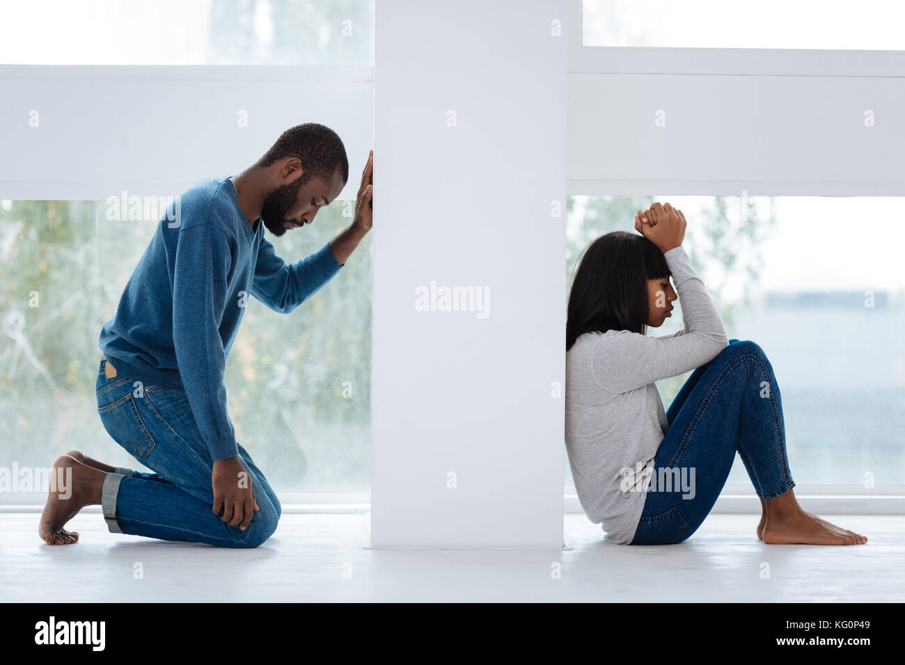 Sad man regretting the quarrel with his girlfriend Stock Photo - Alamy