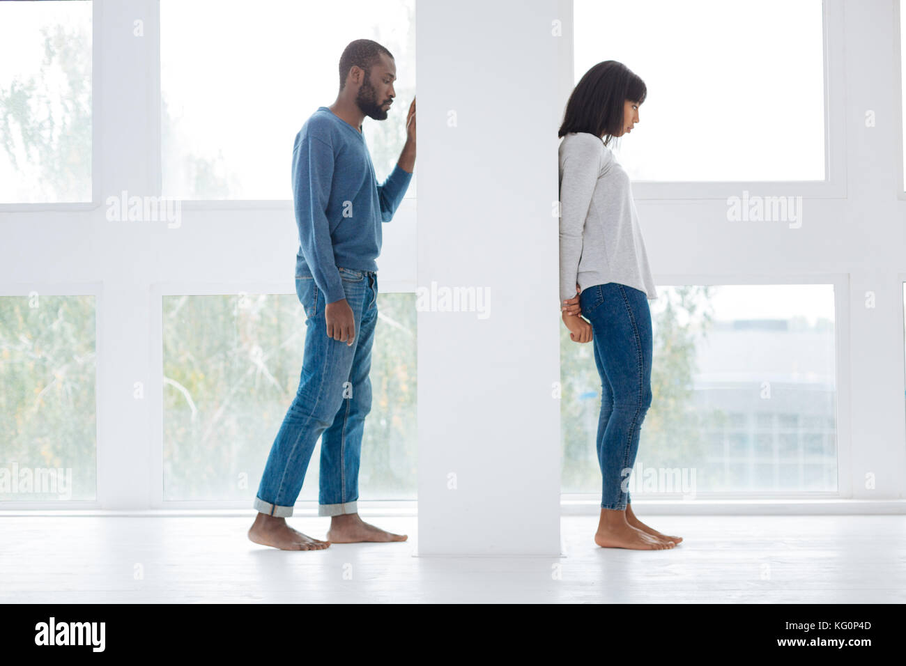Young man desiring to return his beloved woman Stock Photo - Alamy