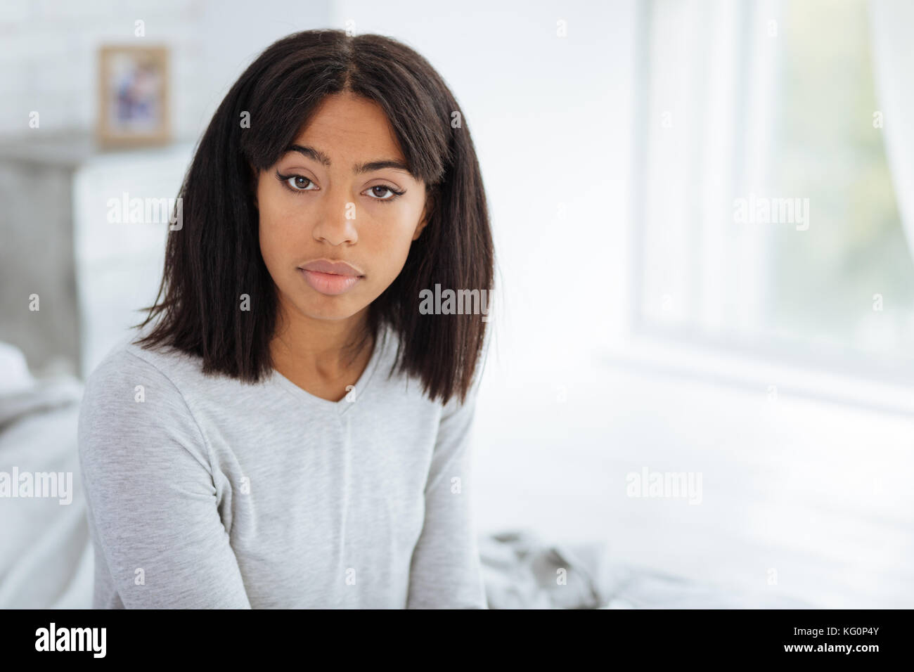 Beautiful portrait of a clever calm woman Stock Photo - Alamy