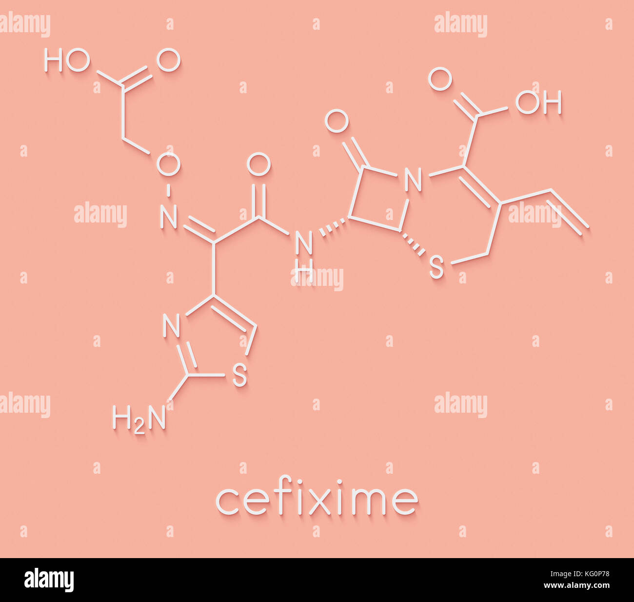 Cefixime antibiotic drug molecule (cephalosporin, third generation ...