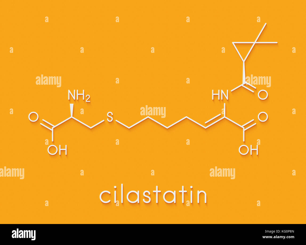 Cilastatin molecule. Dehydropeptidase inhibitor that blocks breakdown ...