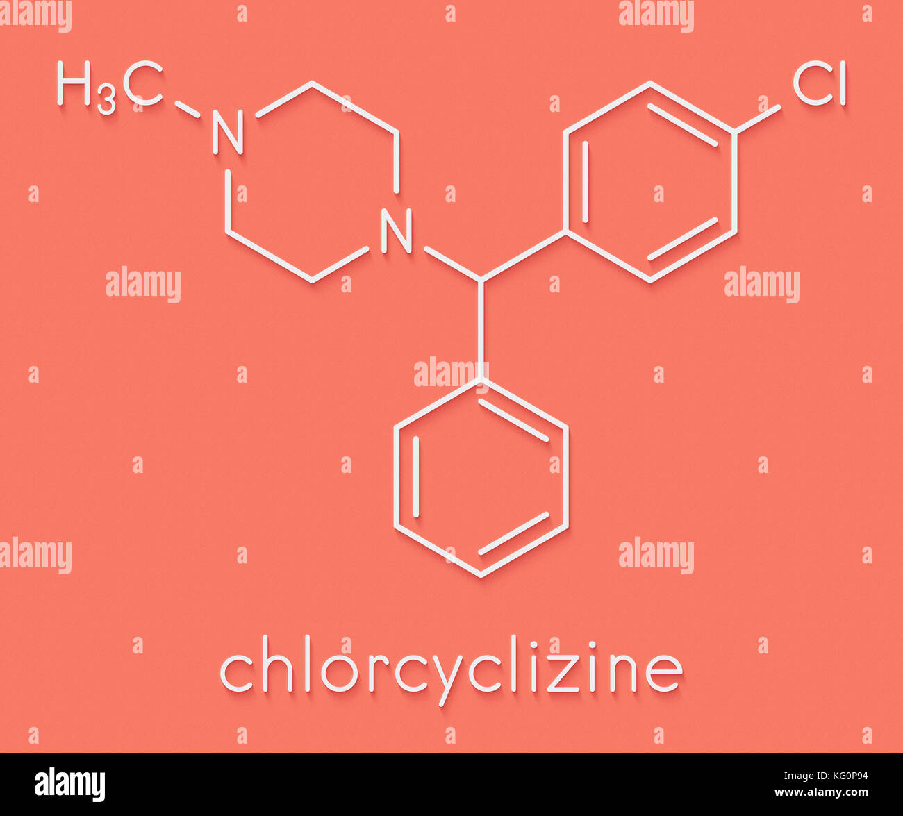 Chlorcyclizine antihistamine drug molecule. Used in treatment of ...