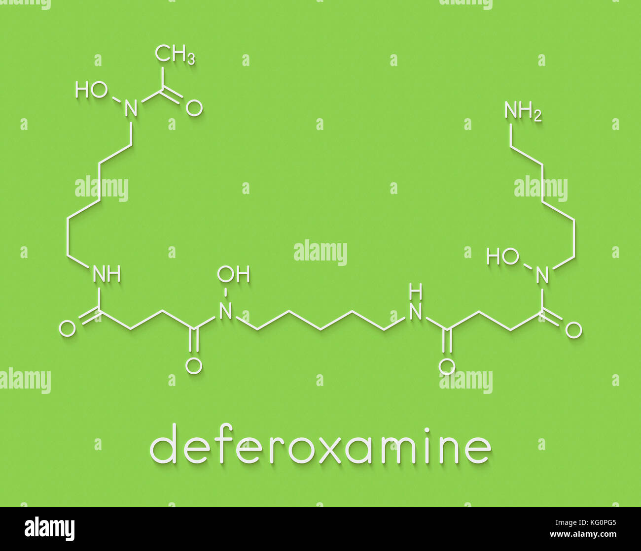 Deferoxamine drug molecule. Used to treat iron poisoning ...
