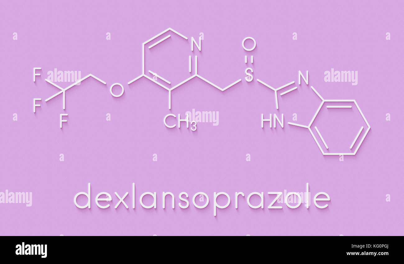 Dexlansoprazole gastric ulcer drug molecule (proton pump inhibitor ...