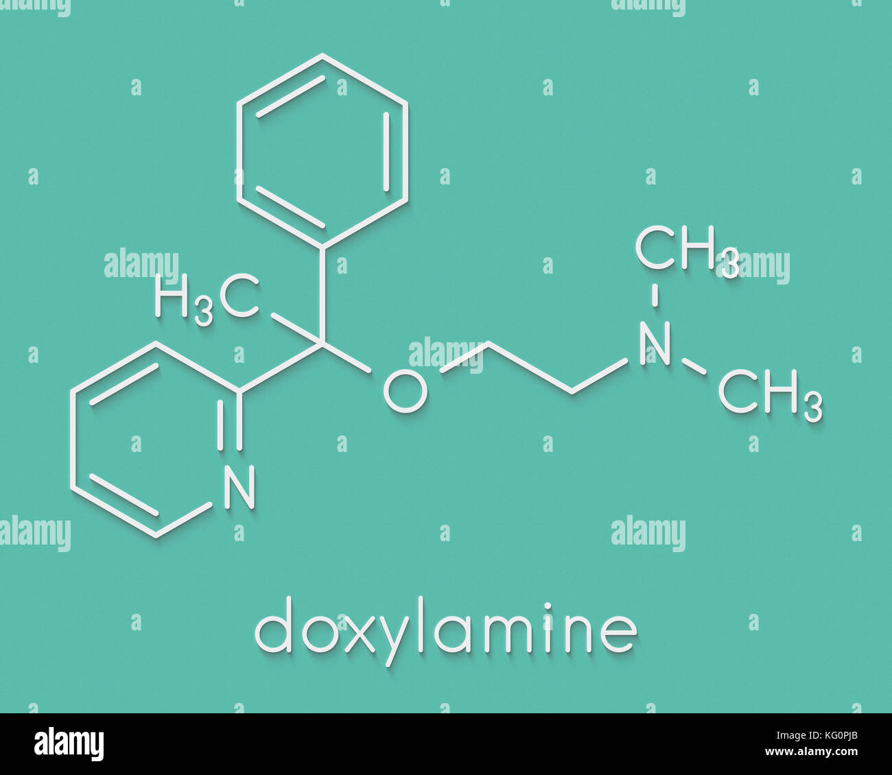Doxylamine antihistamine drug molecule. Also used as over-the-counter ...