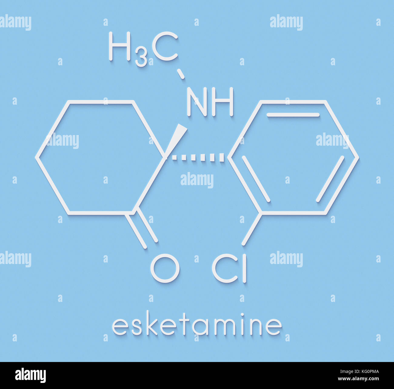 Esketamine antidepressant and anesthetic drug molecule. Skeletal ...