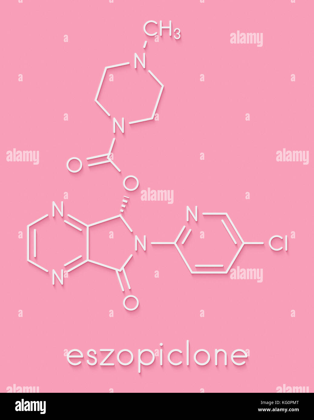 Eszopiclone hypnotic drug molecule (sleeping pill). Skeletal formula ...