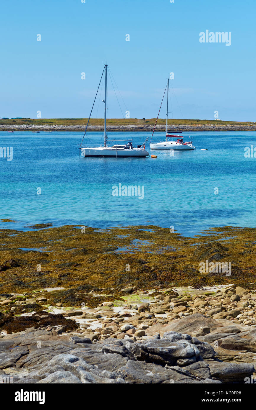 The beautiful Glenan Islands located off the west Finistere coast near ...