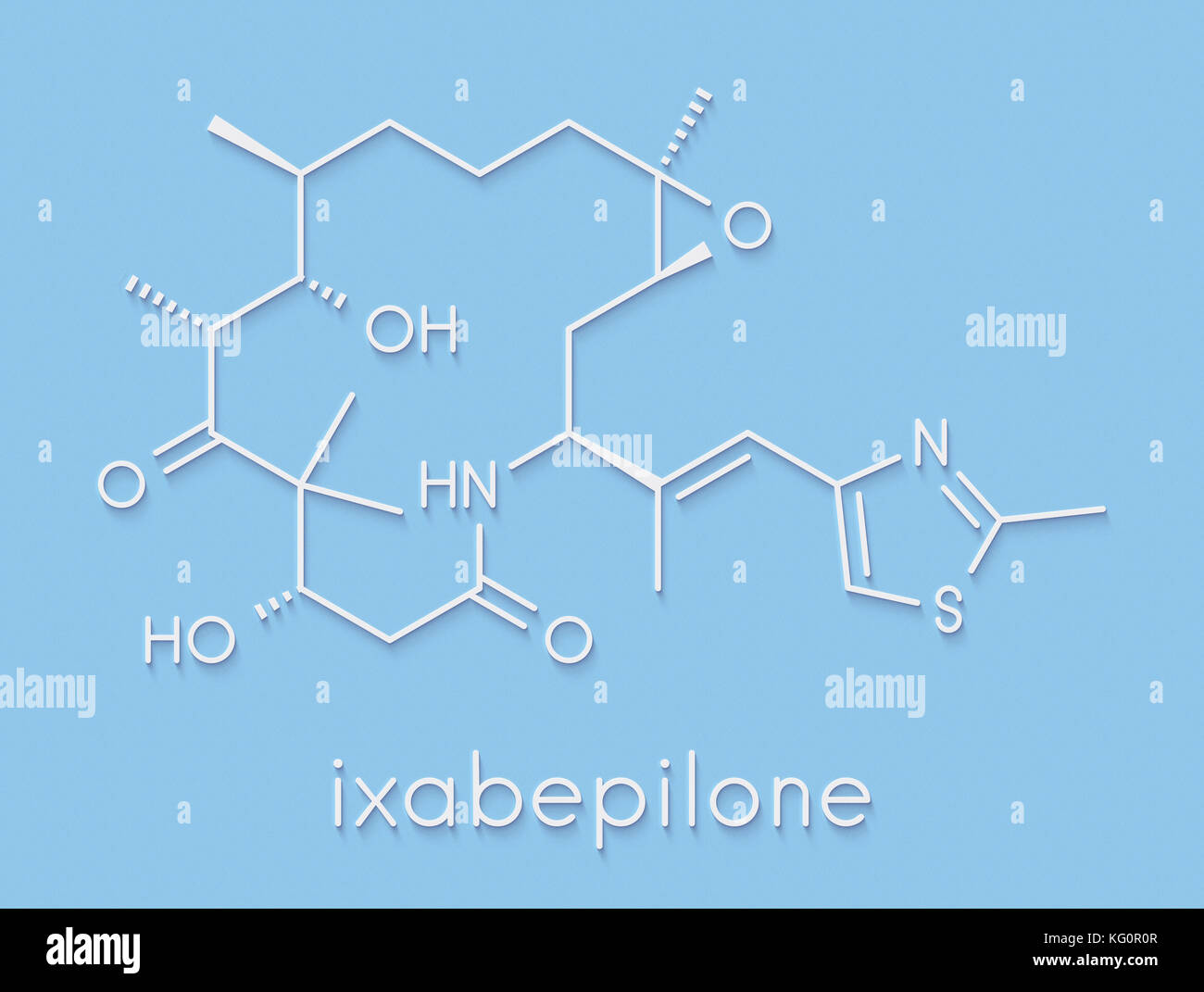 Ixabepilone (azaepothilone B) cancer drug molecule. Skeletal formula ...