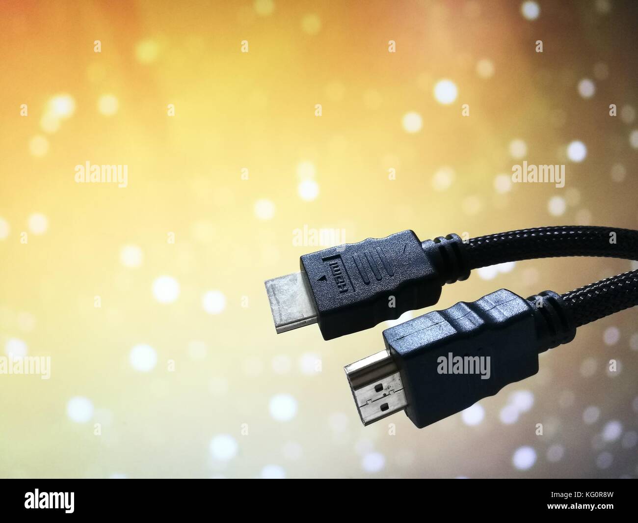 close shot of HDMI cable on bokeh background Stock Photo - Alamy