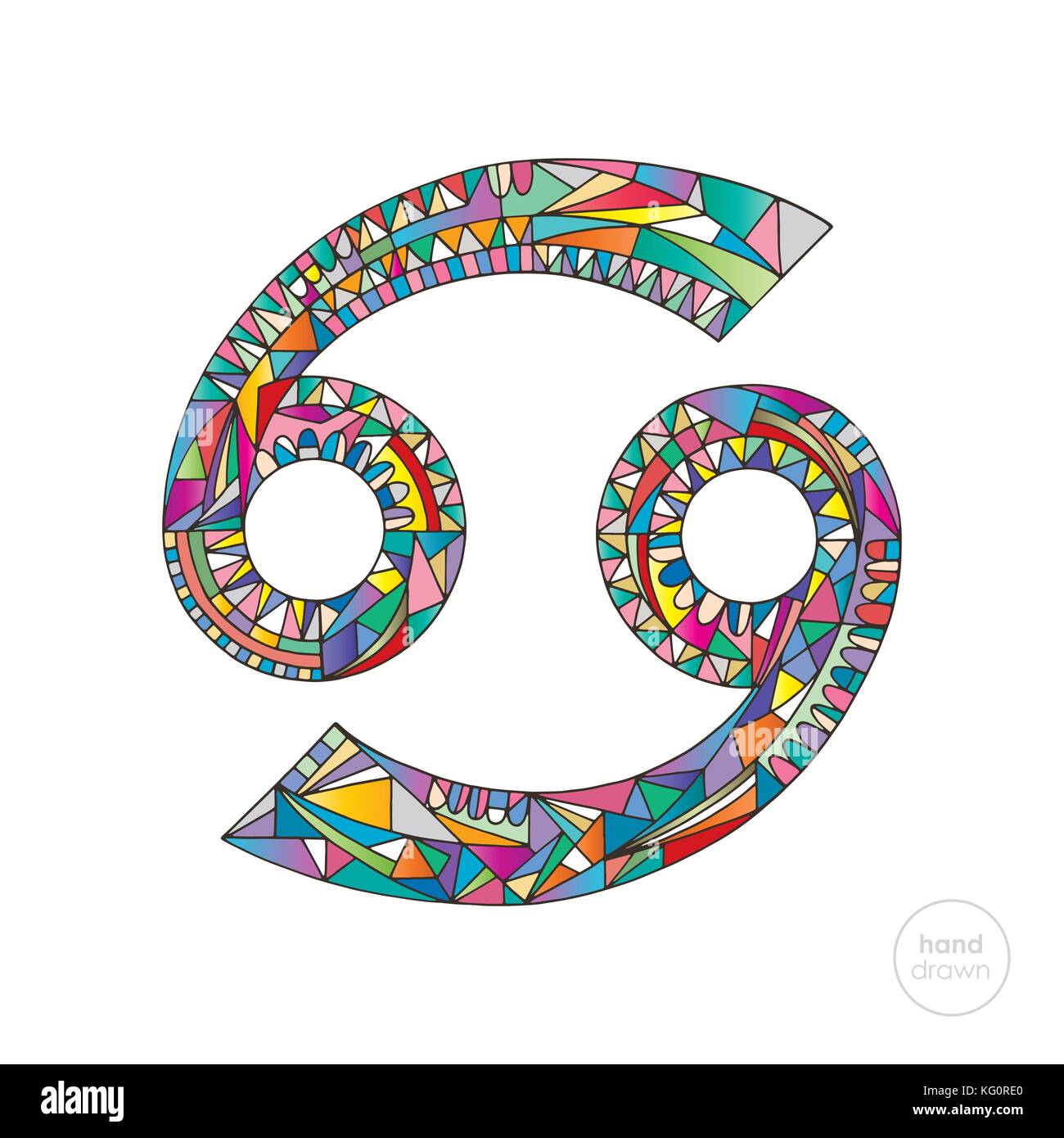 Cancer Zodiac Sign Horoscope Vector Illustration Astrological Hand