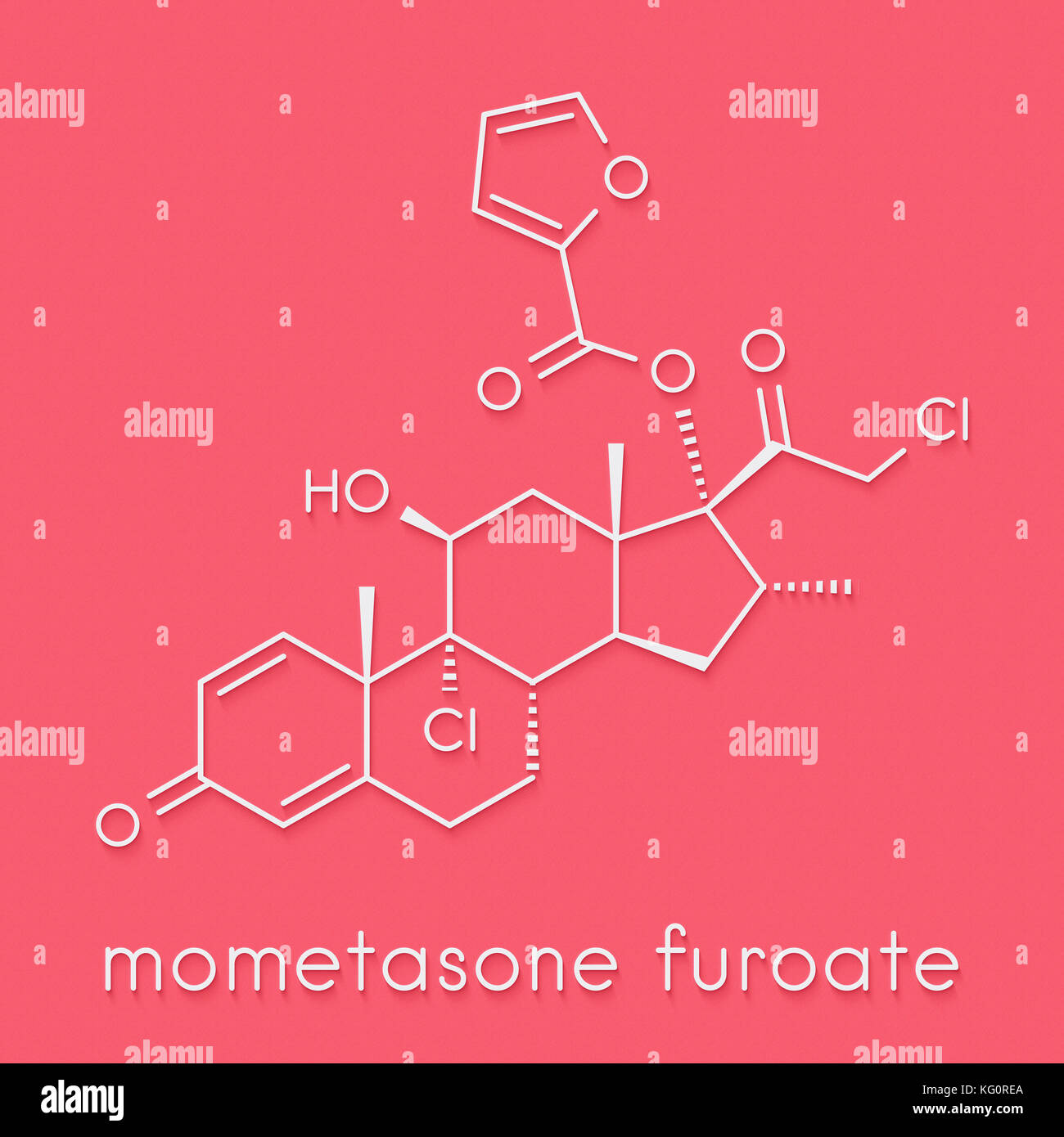 Mometasone furoate steroid drug molecule. Prodrug of mometasone ...