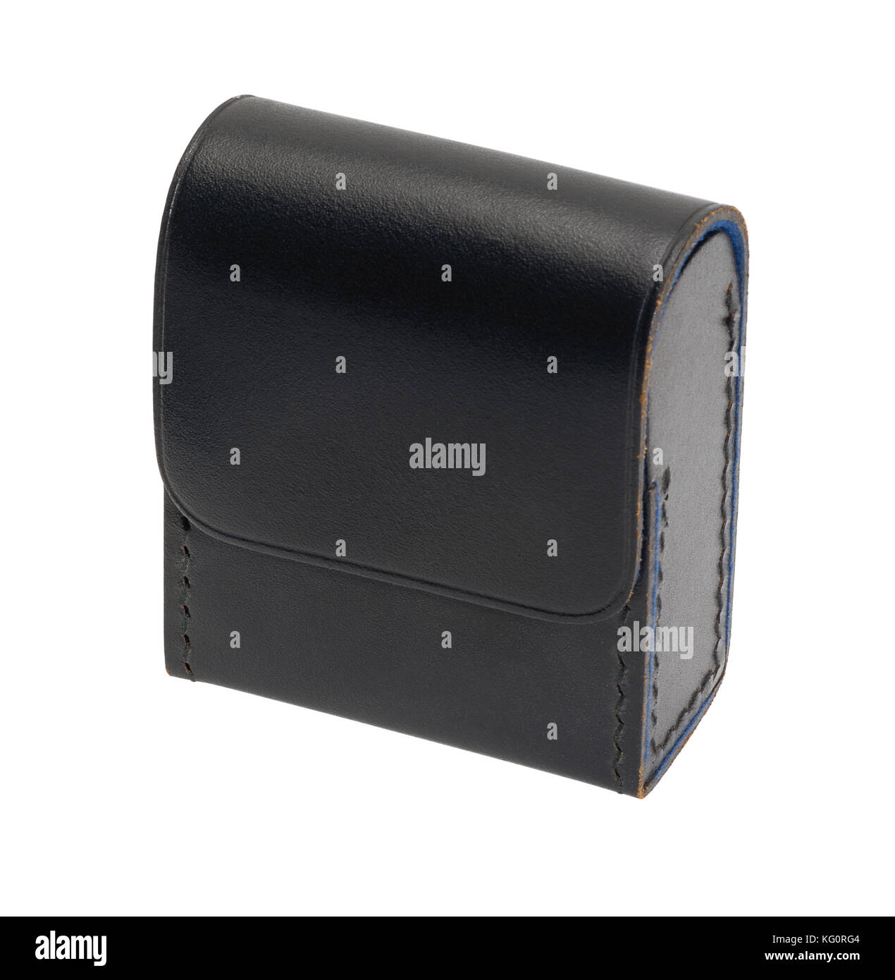 small black leather box in white back Stock Photo - Alamy