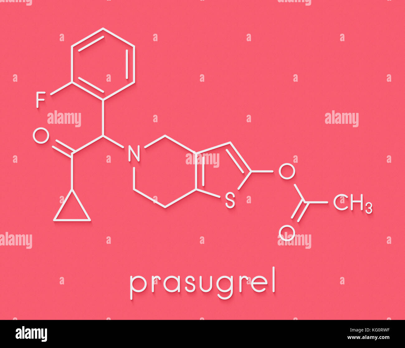 Prasugrel platelet inhibitor drug molecule. Used in treatment of acute ...