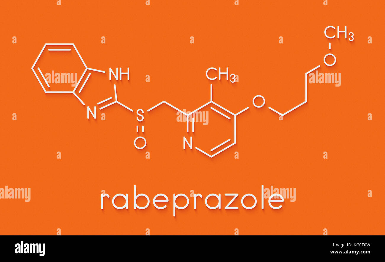 Rabeprazole gastric ulcer drug molecule (proton pump inhibitor ...