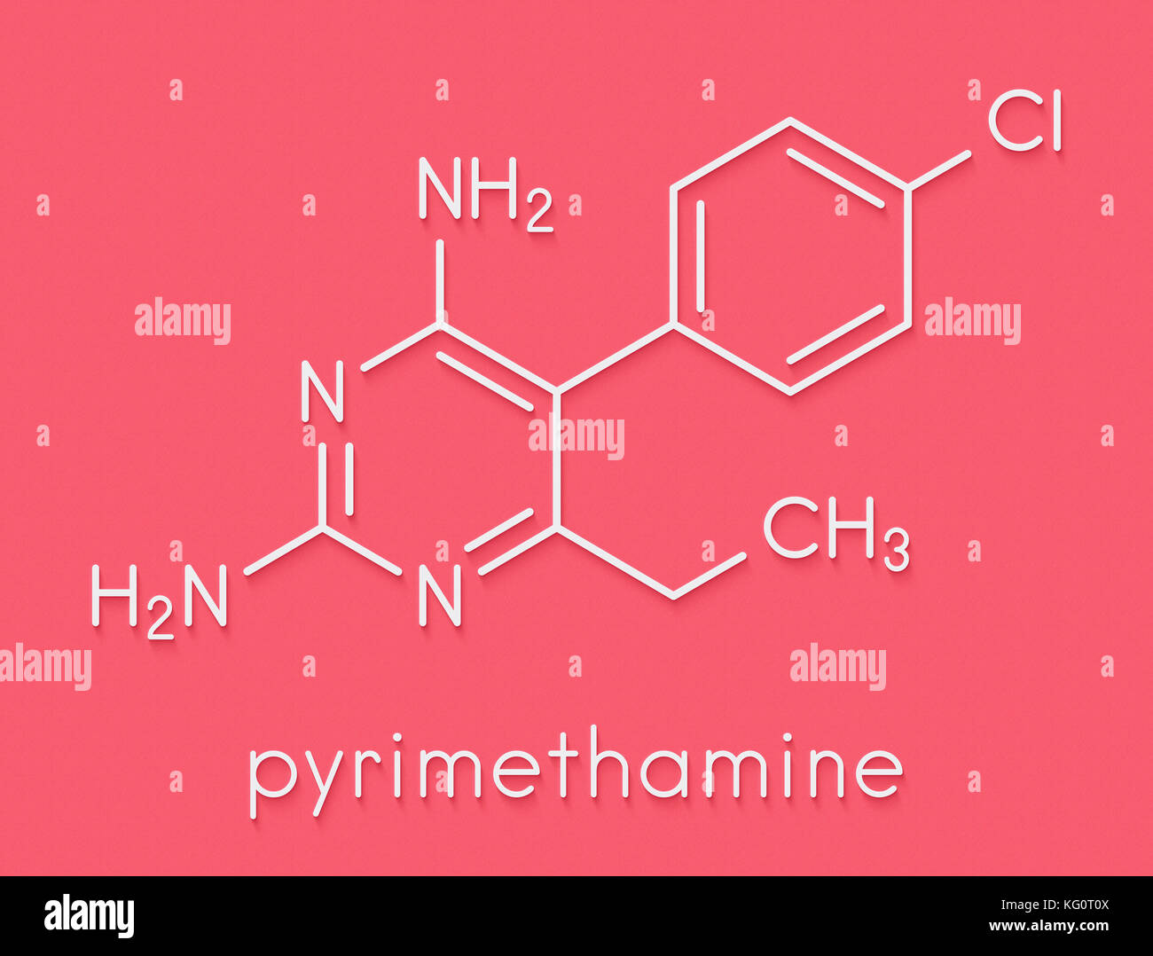 Pyrimethamine malaria drug molecule. Also used as an antiprotozoal drug ...