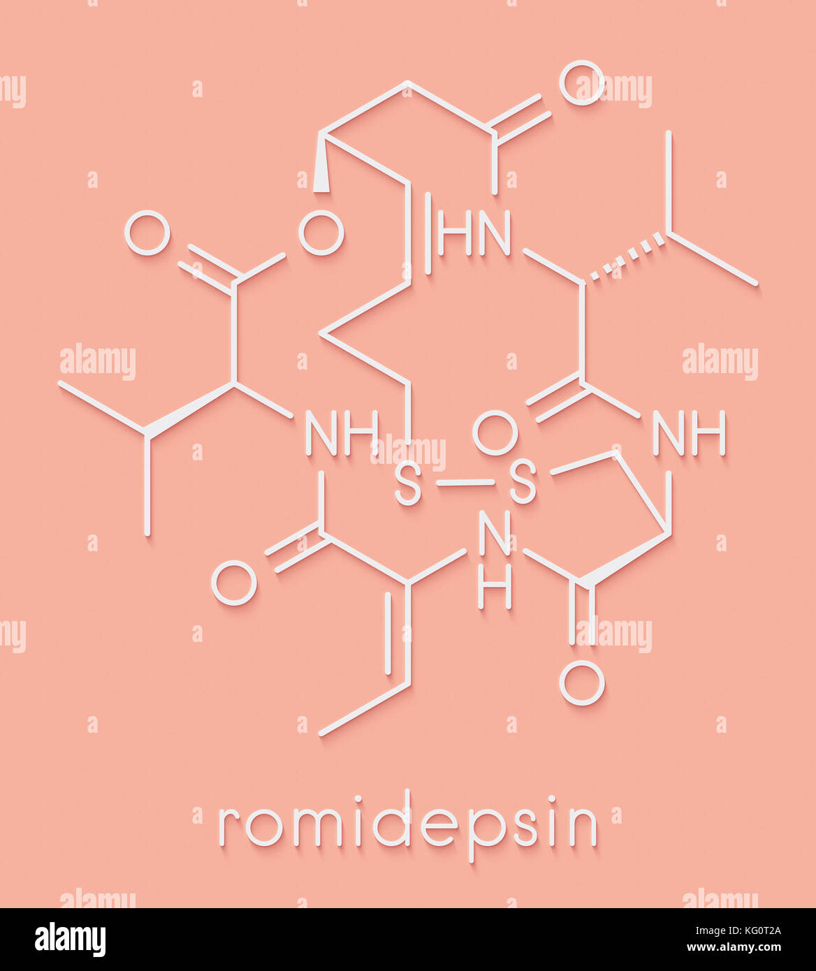 Romidepsin cancer drug molecule (histone deacetylase inhibitor ...